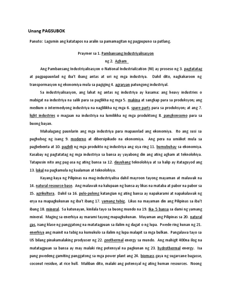 Unang PAGSUBOK Filipino Sa Ibat Ibang Disiplina | PDF