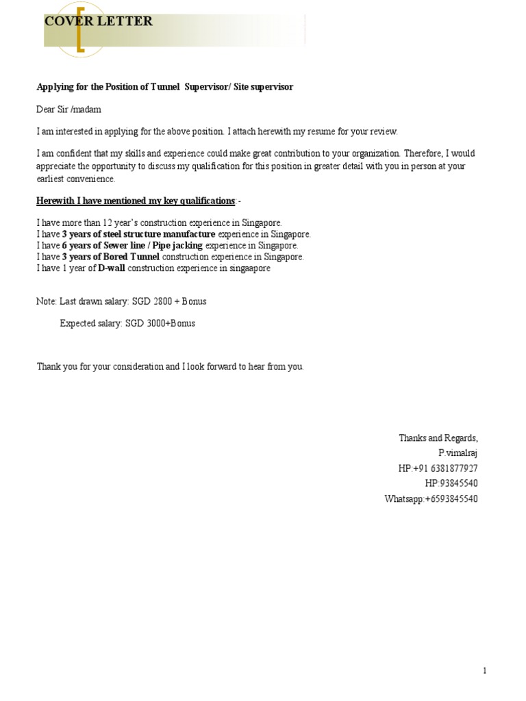 Vimal Resume For Tunnel Supervisor | PDF | Tunnel