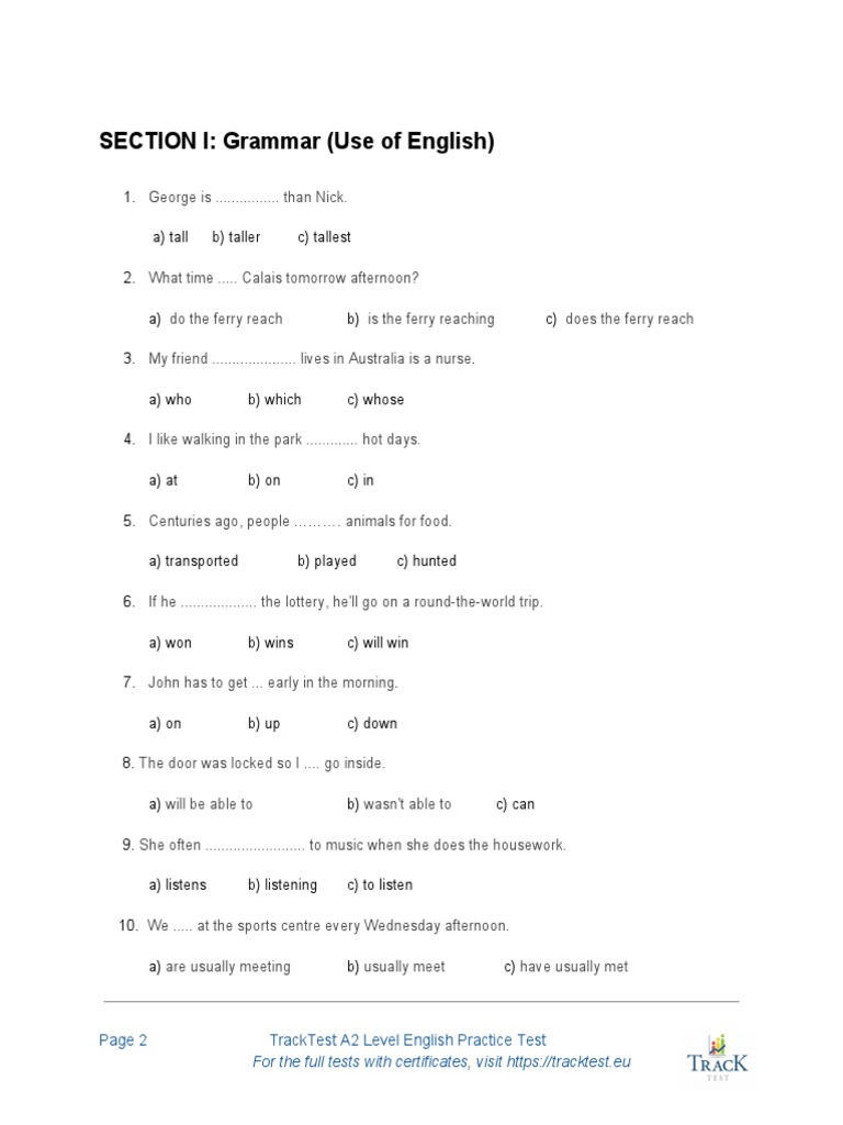 A2 English Test Ss - PRACTICE | Download Free PDF | Thailand | Restaurants