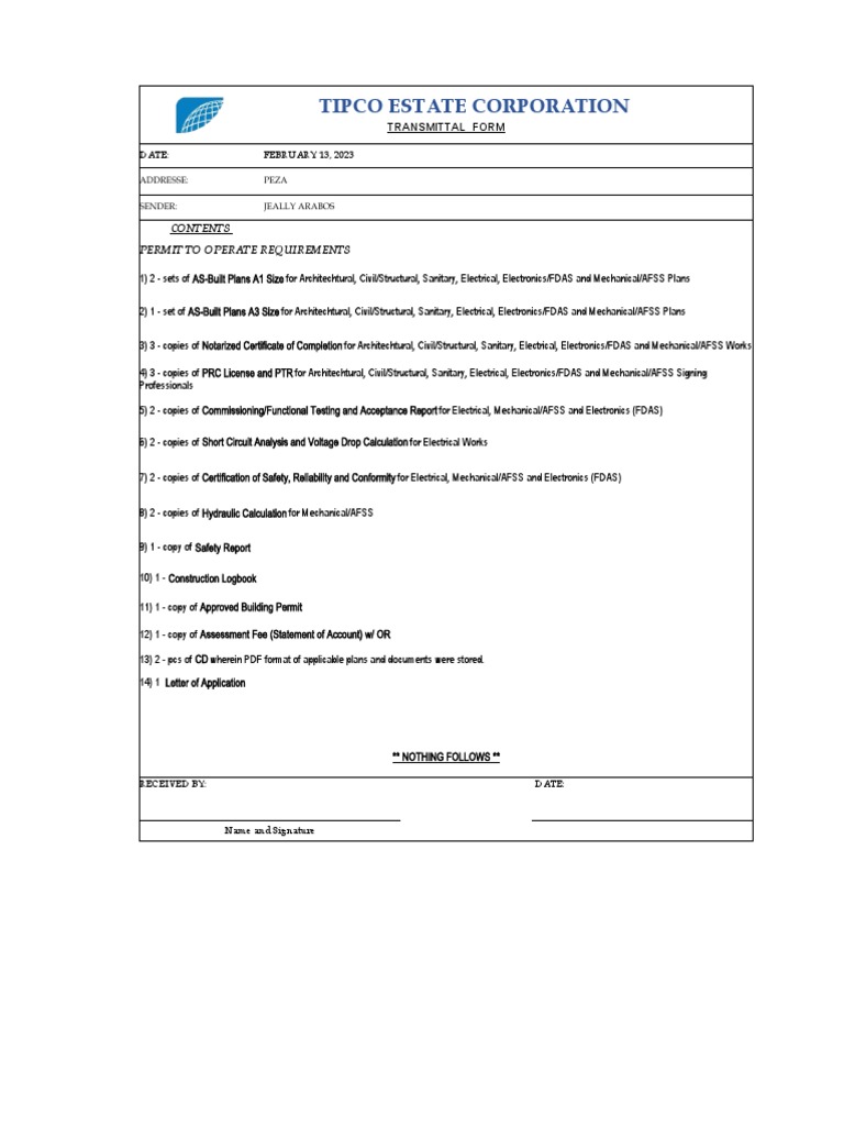 Transmittal 2023 | PDF