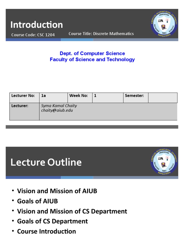 DM 1a Introduction | PDF | Discrete Mathematics | Mathematics