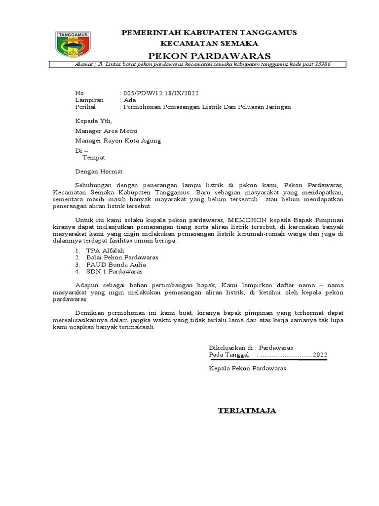 Permohonan Tiang Listrik di Pardawaras | PDF | Komputer