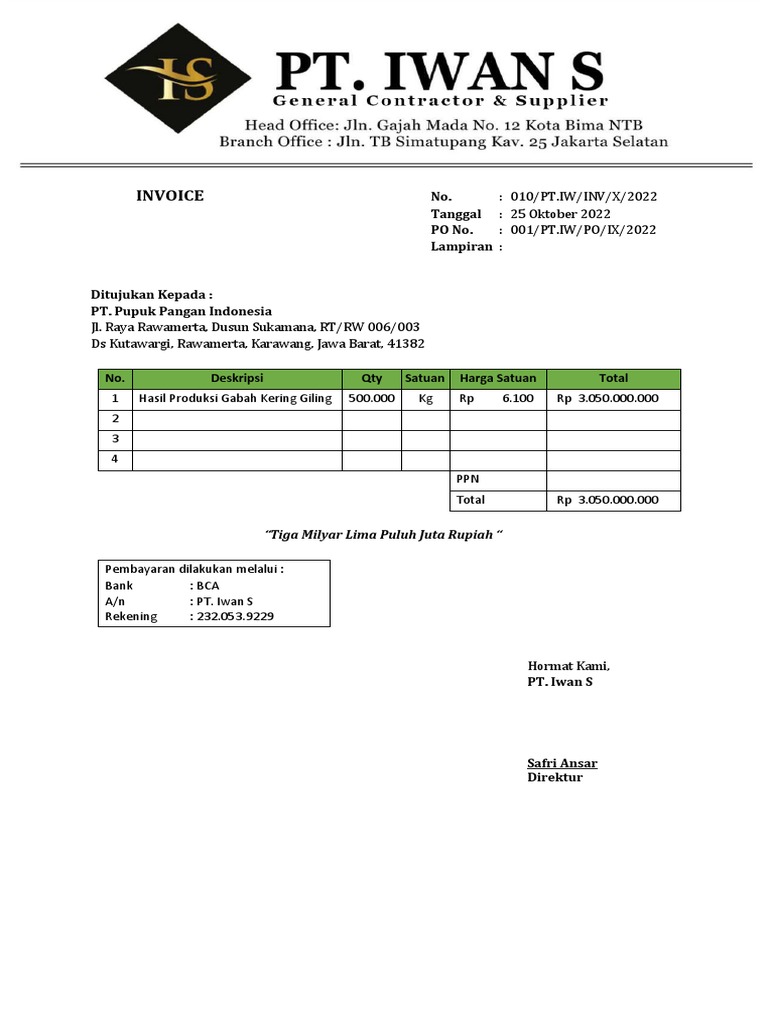 Invoice Pt. Caha | PDF