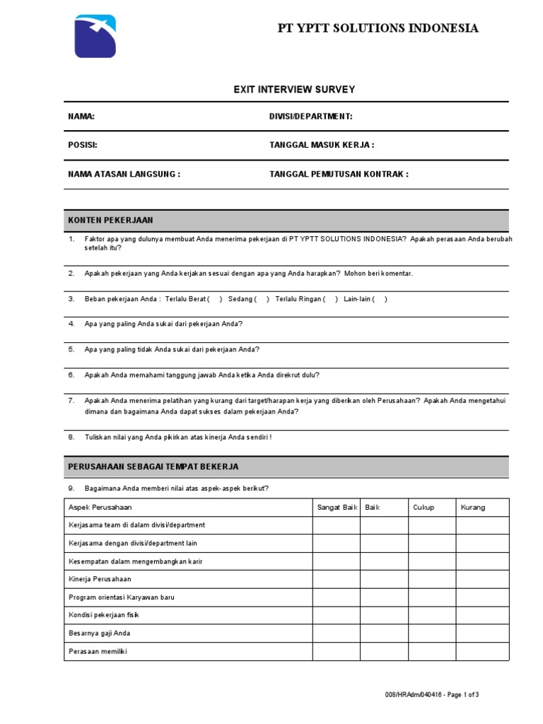 Exit Interview Survey (Release) | PDF