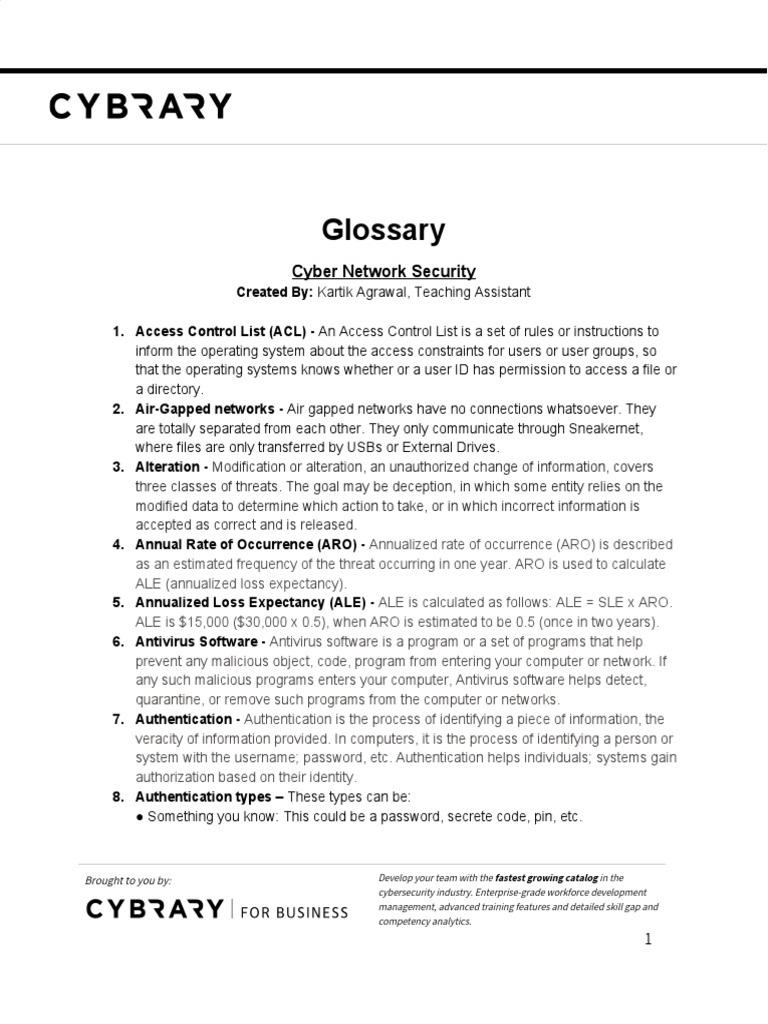 Cyber Network Security Glossary | PDF | Security | Computer Security