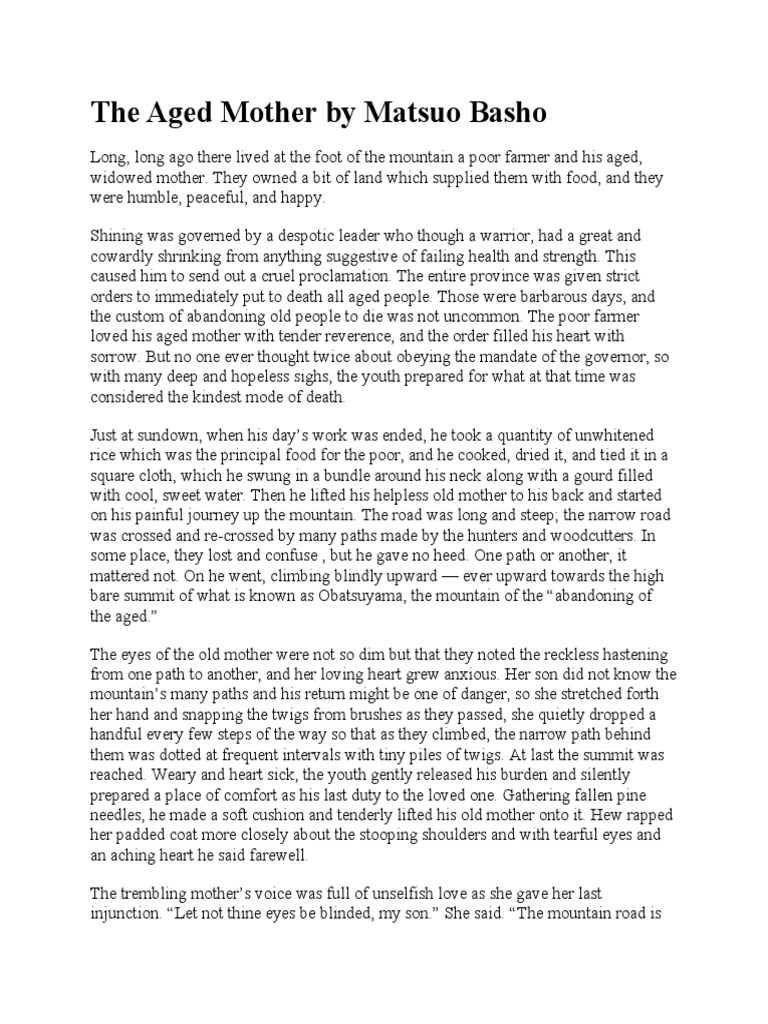 The Aged Mother: A Tale of Wisdom | PDF