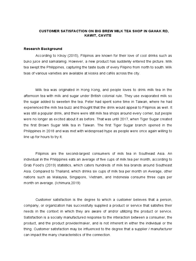 Customer Satisfaction at Big Brew Milk Tea | PDF | Customer | Customer ...