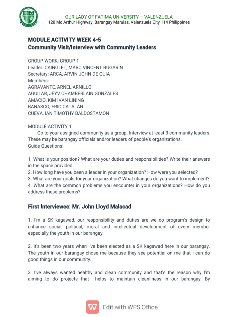 Vrts114 Group1 Community Interview | PDF