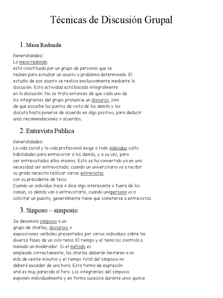 10 Técnicas de Discusión Grupal | PDF | Aprendizaje | Cognición