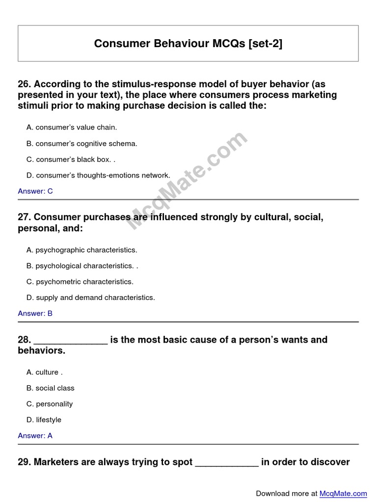 Consumer-Behaviour Solved MCQs (Set-2) | PDF | Consumer Behaviour | Perception
