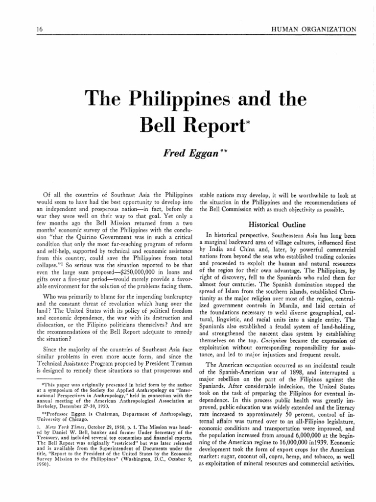 Bell Mission's Economic Survey of Philippines | PDF | Philippines | Taxes