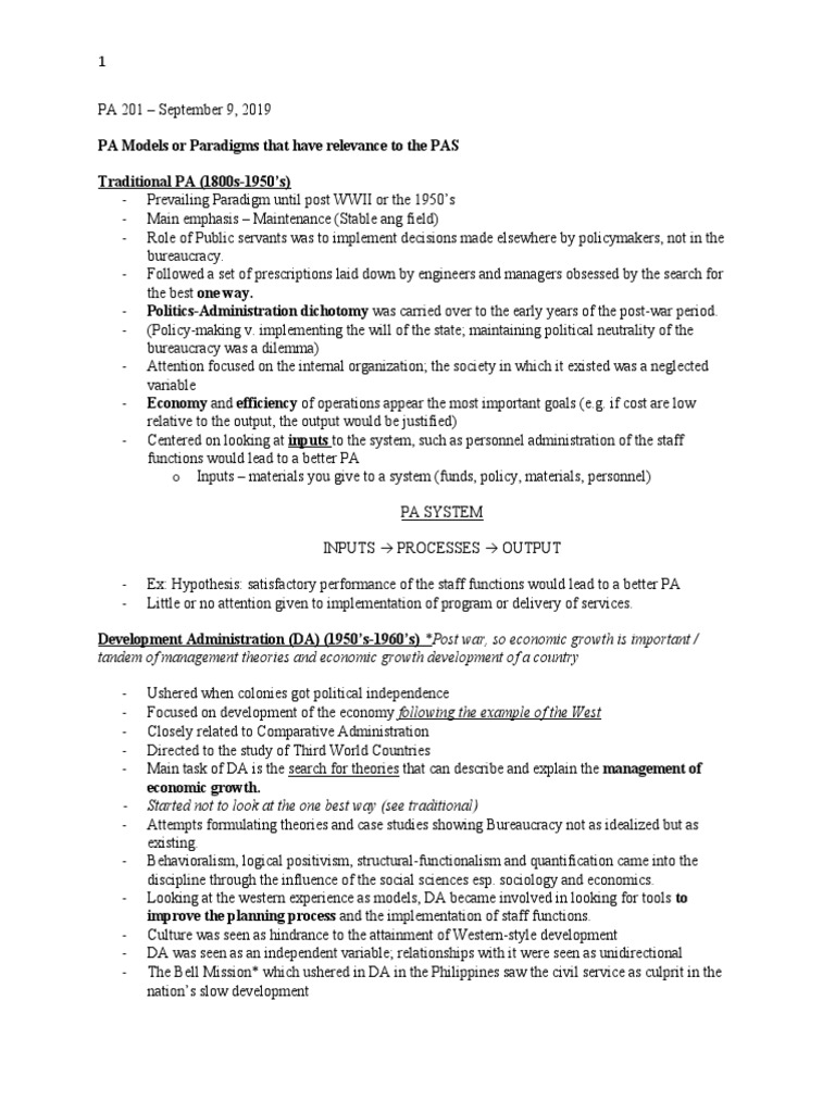 Pa 201 - 09092019 | PDF | Public Administration | Political Science