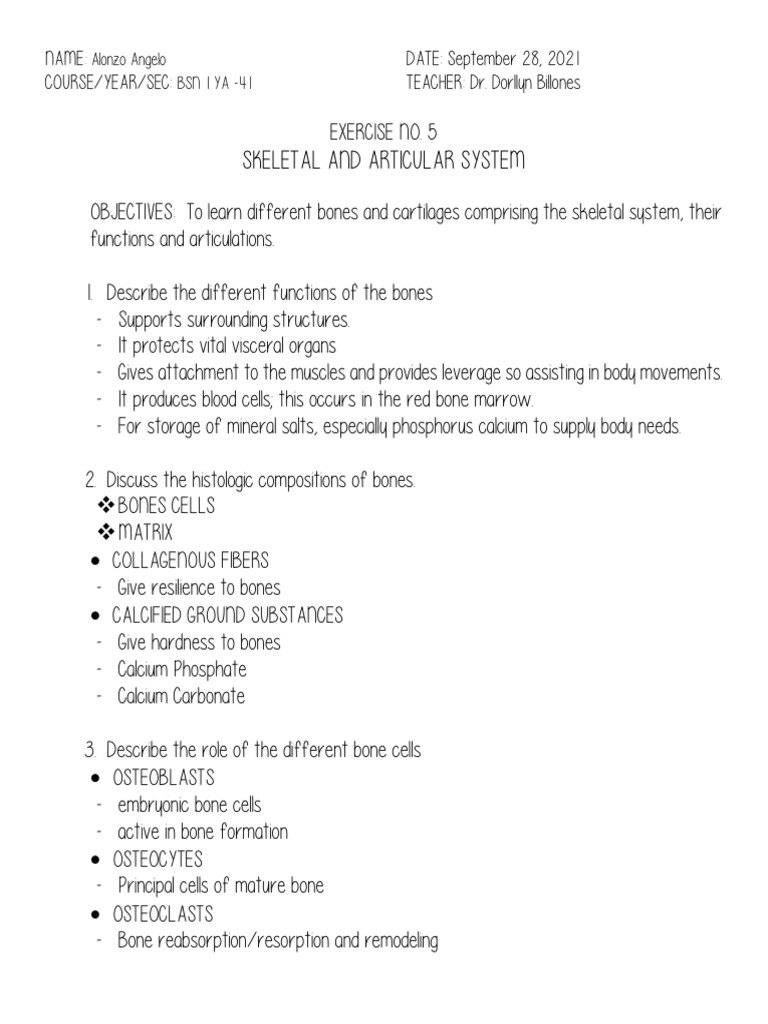 Week 5 Exercise | PDF | Bone | Musculoskeletal System Week 5 Exercise | PDF | Bone | Musculoskeletal System