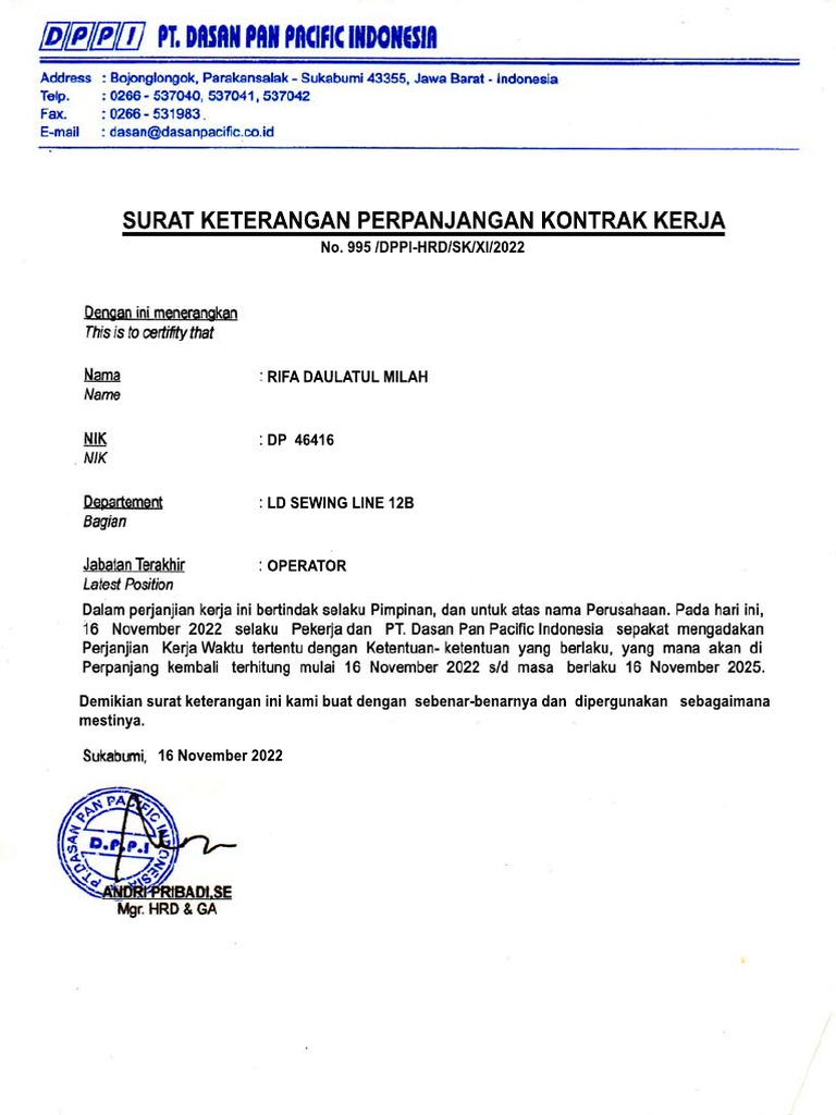 Surat Keterangan Pt. Dasan | PDF Surat Keterangan Pt. Dasan | PDF