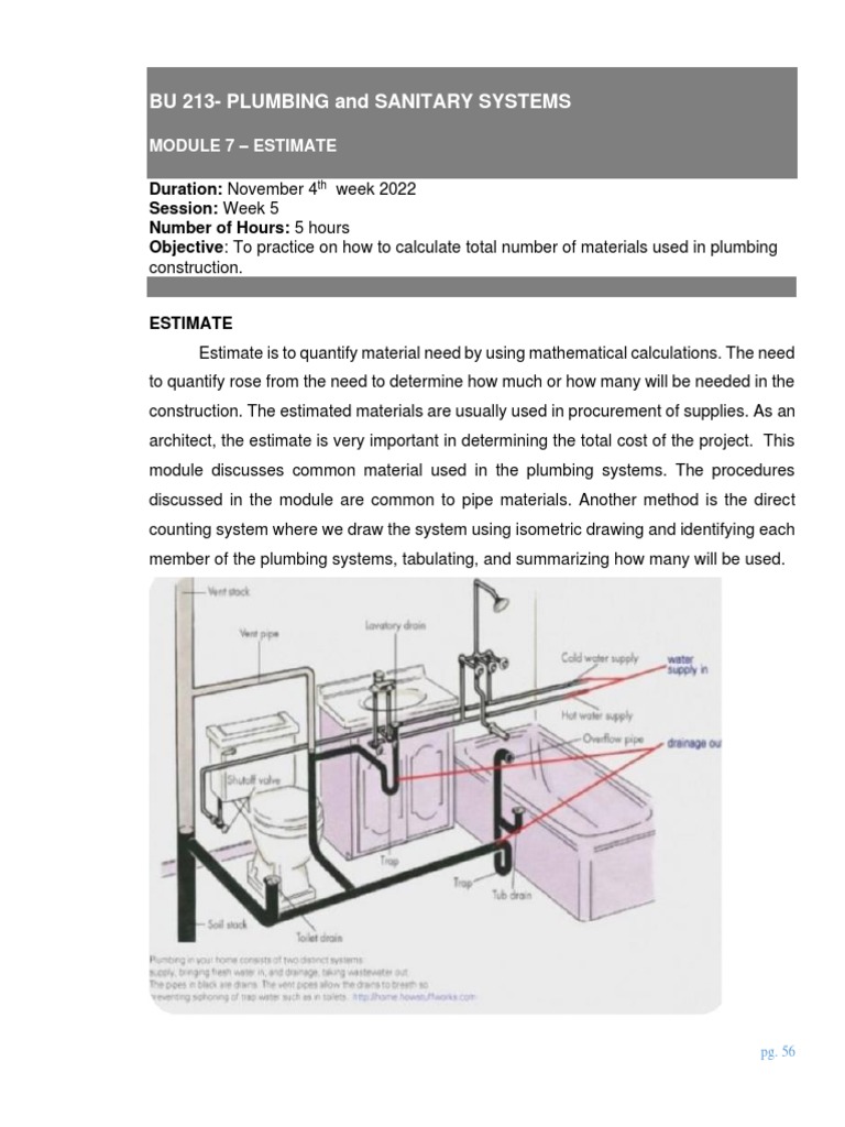 Plumbing Module 8 - Estimate | PDF | Pipe (Fluid Conveyance) | Plumbing