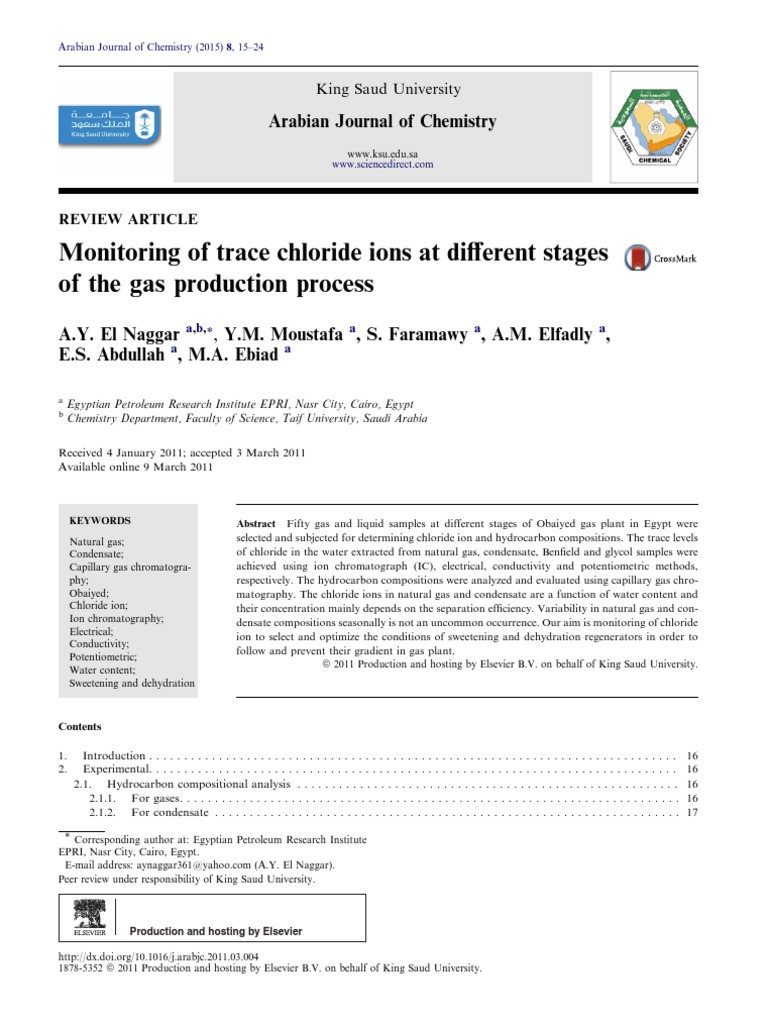 Monitoring of Trace Chloride Ions at Different Stages of The Gas ...