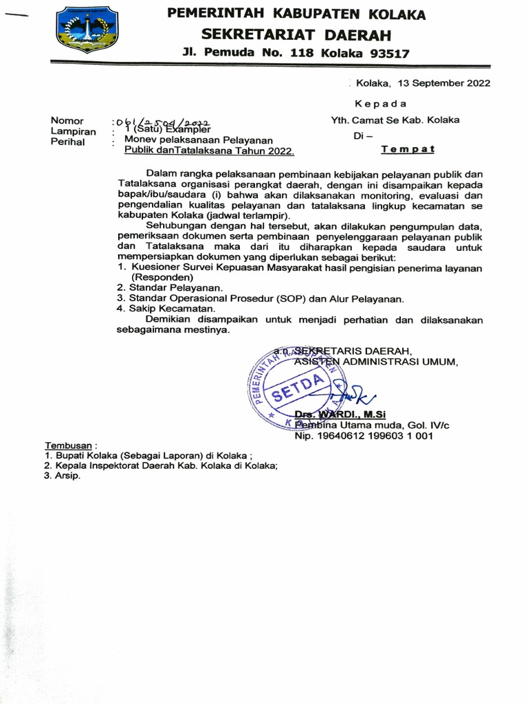 Monev Pelayanan Publik Kolaka 2022 | PDF