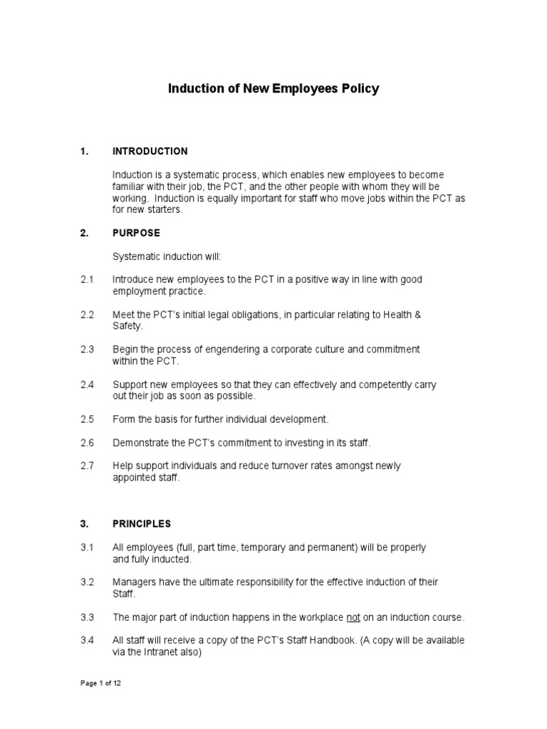 Induction Policy For New Employees 782 205 | PDF | Finance & Money ...