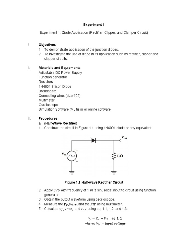 Lab 1 DiodeApplication | PDF | Rectifier | Diode