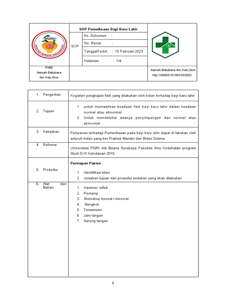 Sop BBLR Asmah BB | PDF