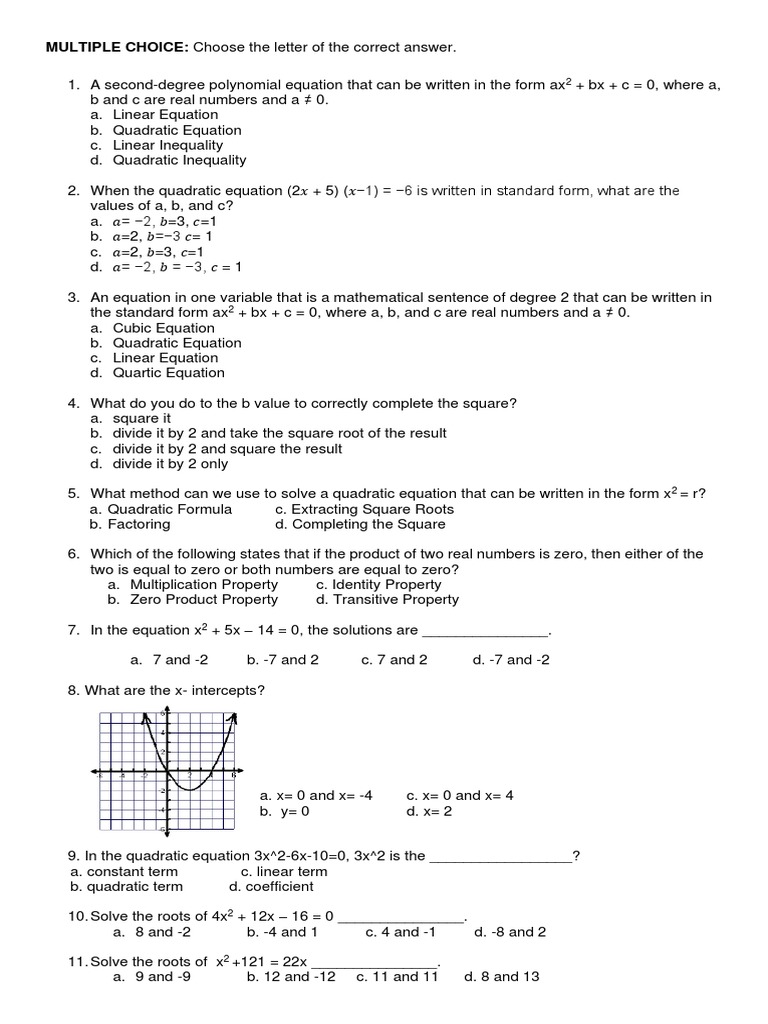 Final Questionnaire | PDF | Quadratic Equation | Equations
