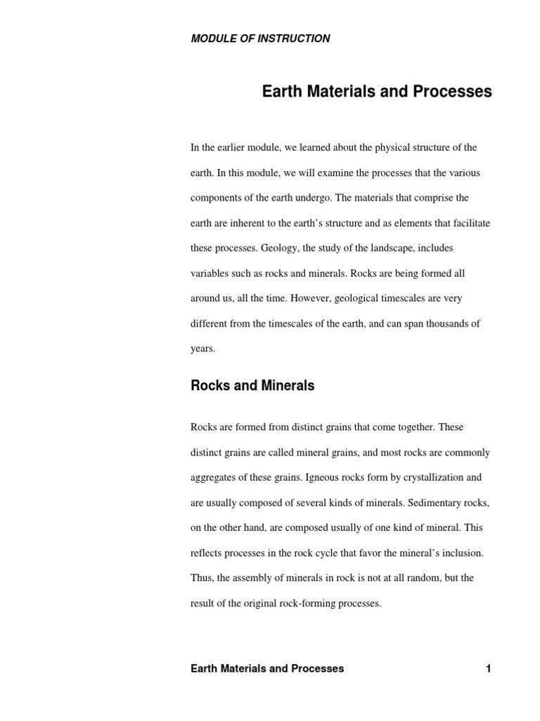 Earth Materials and Geological Processes | PDF | Rock (Geology) | Plate ...