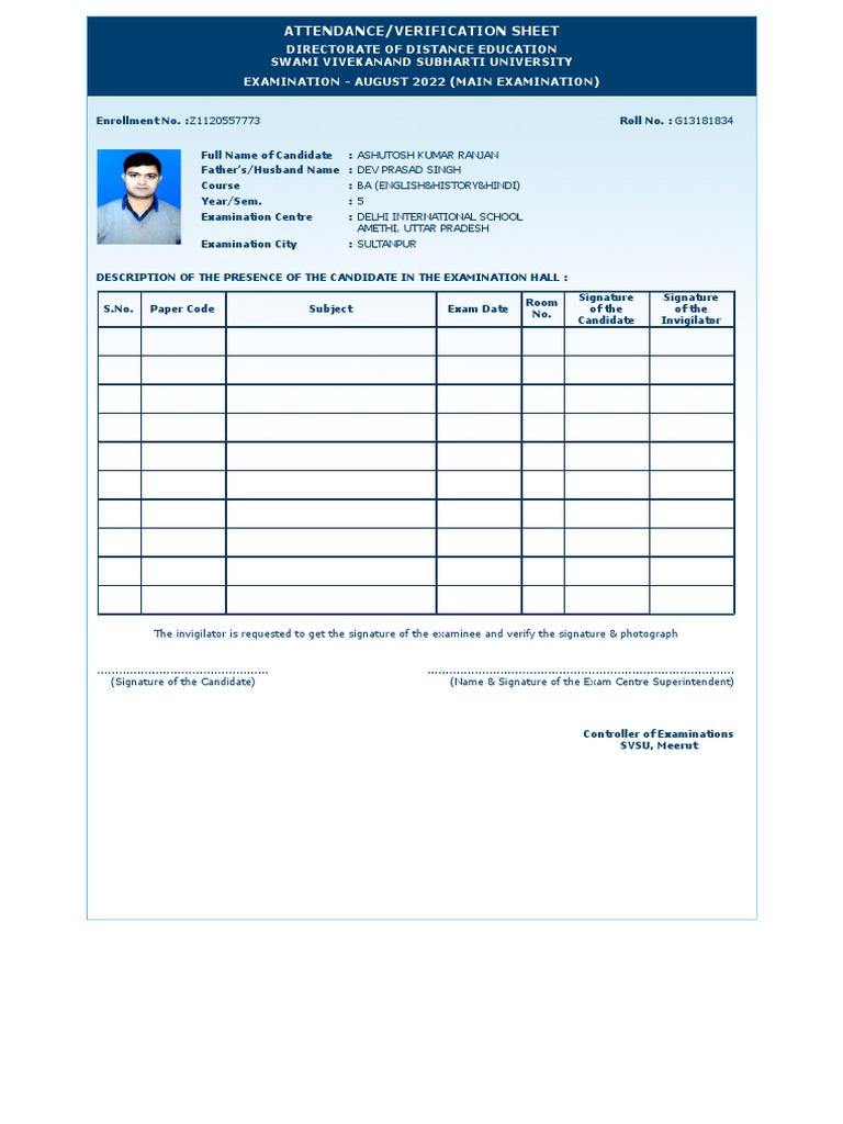Attendance/Verification Sheet | PDF