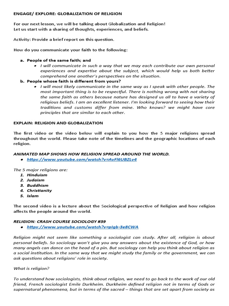 Globalization and Religion Overview | PDF | Protestantism | Christian ...