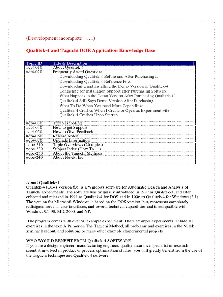 DOE-Taguchi Knowledge Base | PDF | Experiment | Design Of Experiments
