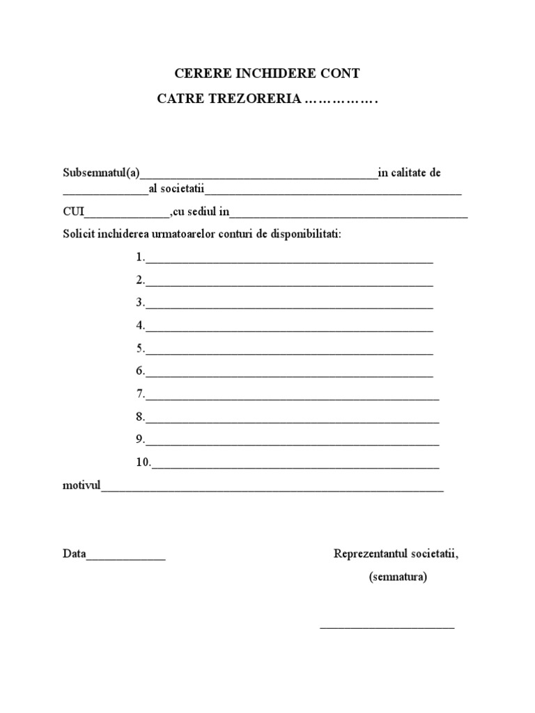 Cerere Inchidere Cont | PDF