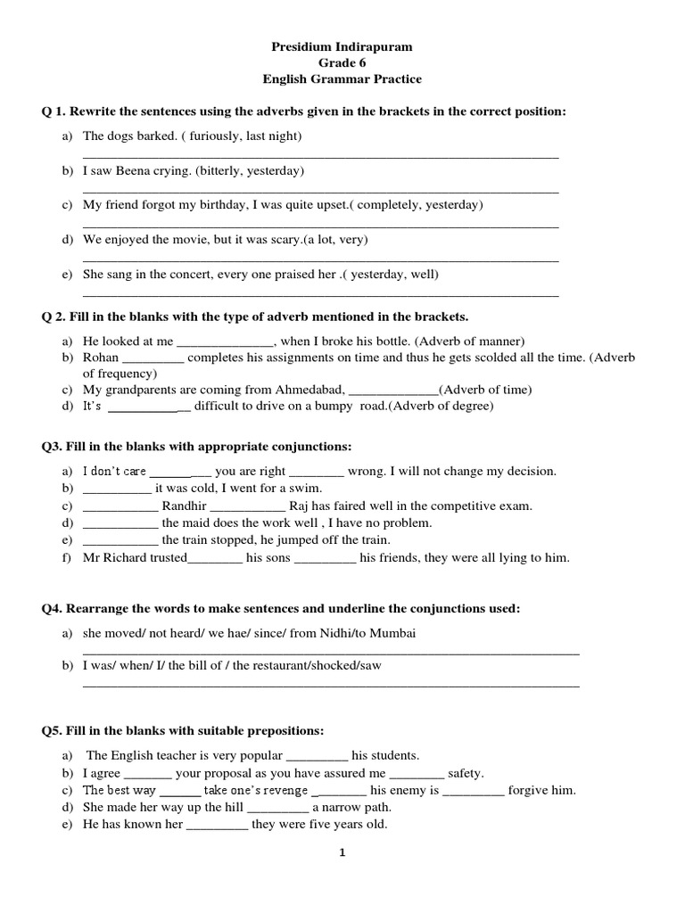 G6 Eng WS Grammar Practice (Final Exam) 22-23 | PDF | Linguistic ...