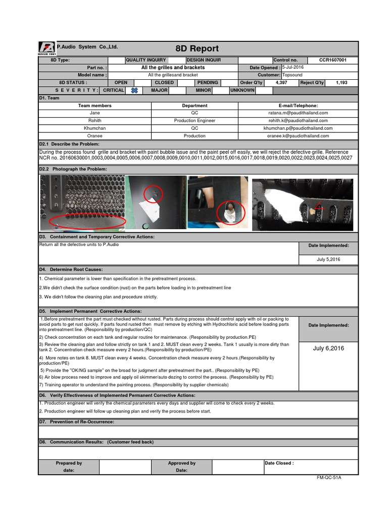 Rust and Paint Peel Off Issue 8D Report | PDF | Chemistry | Physical ...