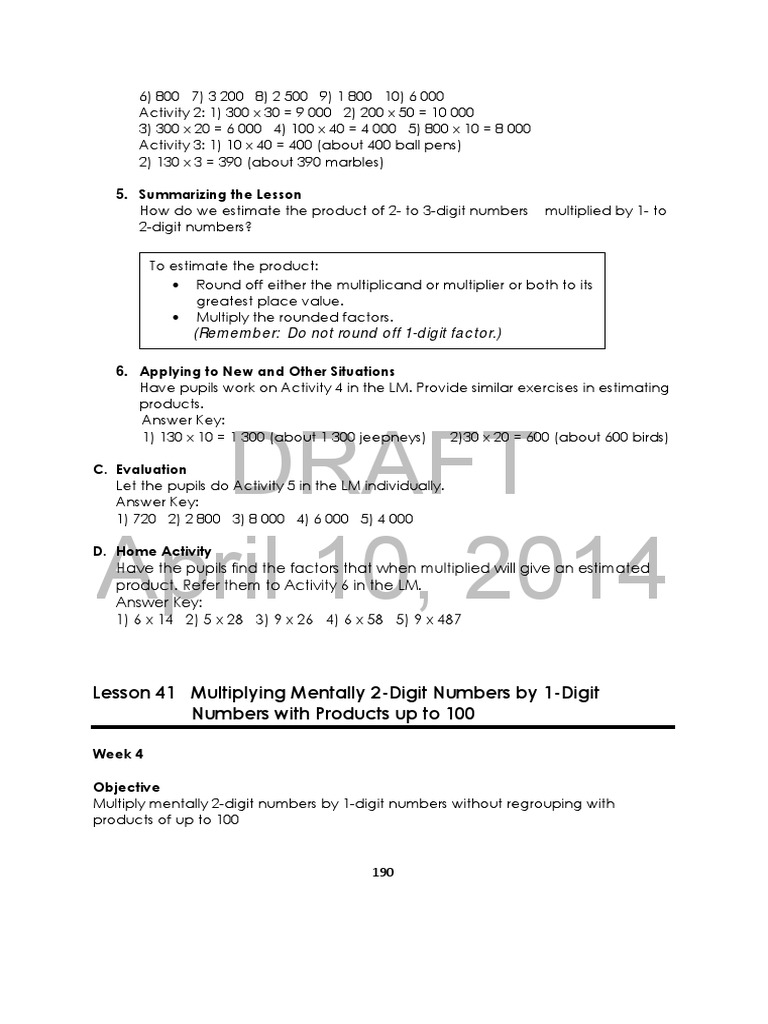 TG - Math 3 - Lessons 41-60 | PDF | Division (Mathematics) | Multiplication