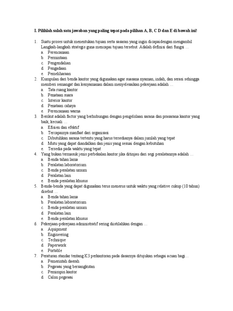 Latihan Soal 11 Sarpras | PDF