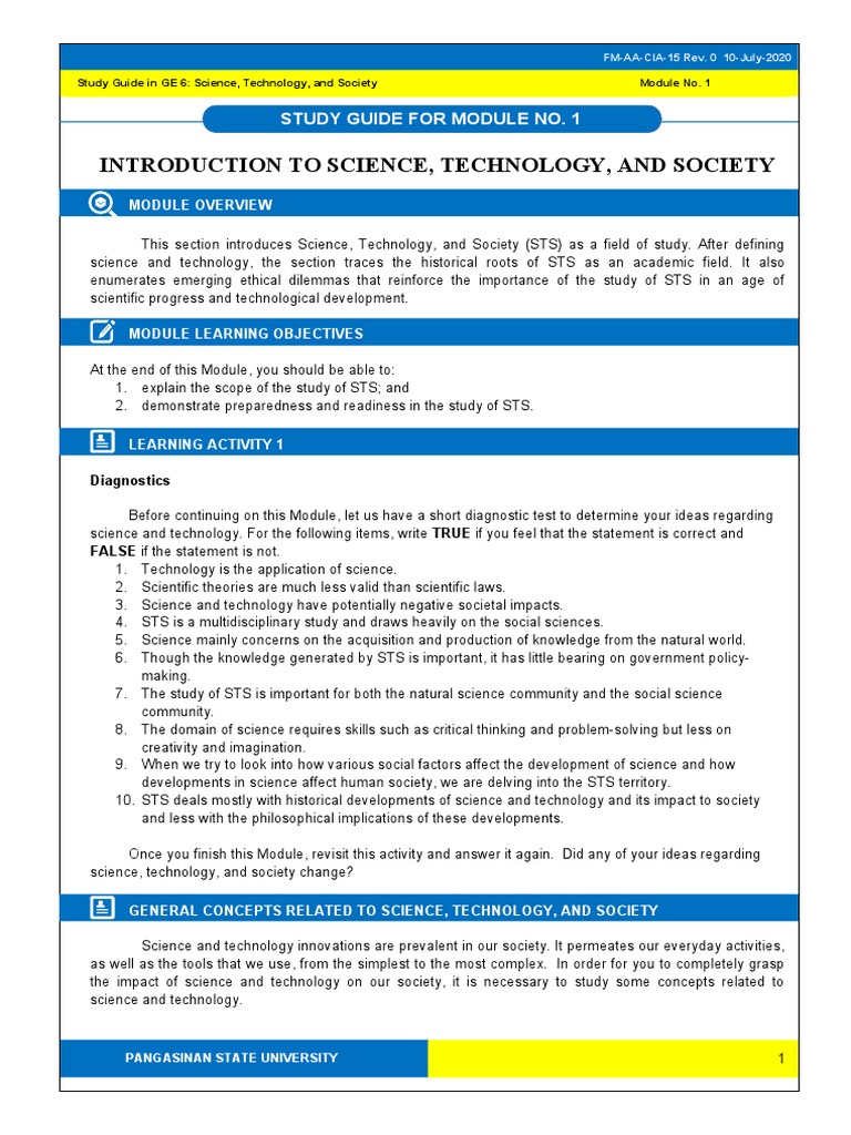 Introduction to the Multidisciplinary Study of Science, Technology, and ...