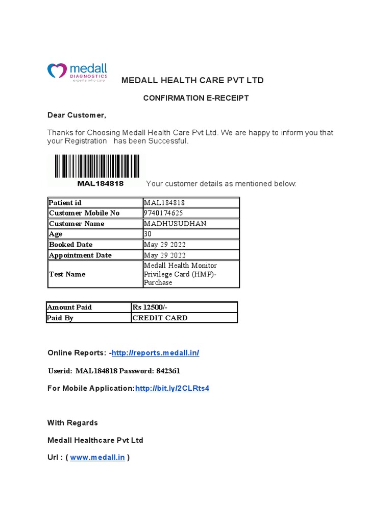 Medall Health Care Pvt Ltd Madhusudhan Pdf