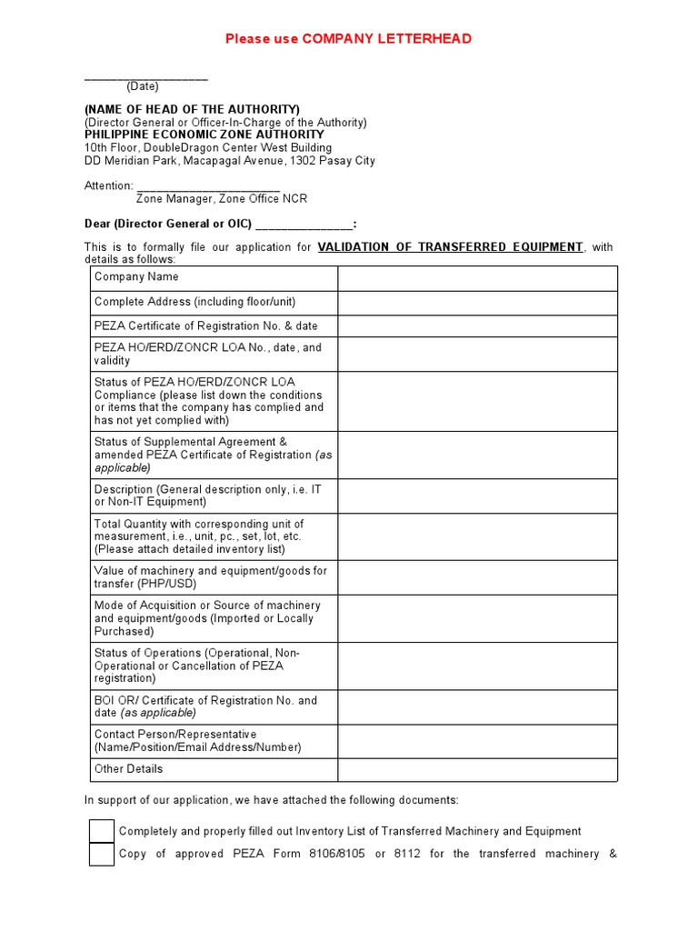 Proforma - Inspection - Transferred Equipment | PDF