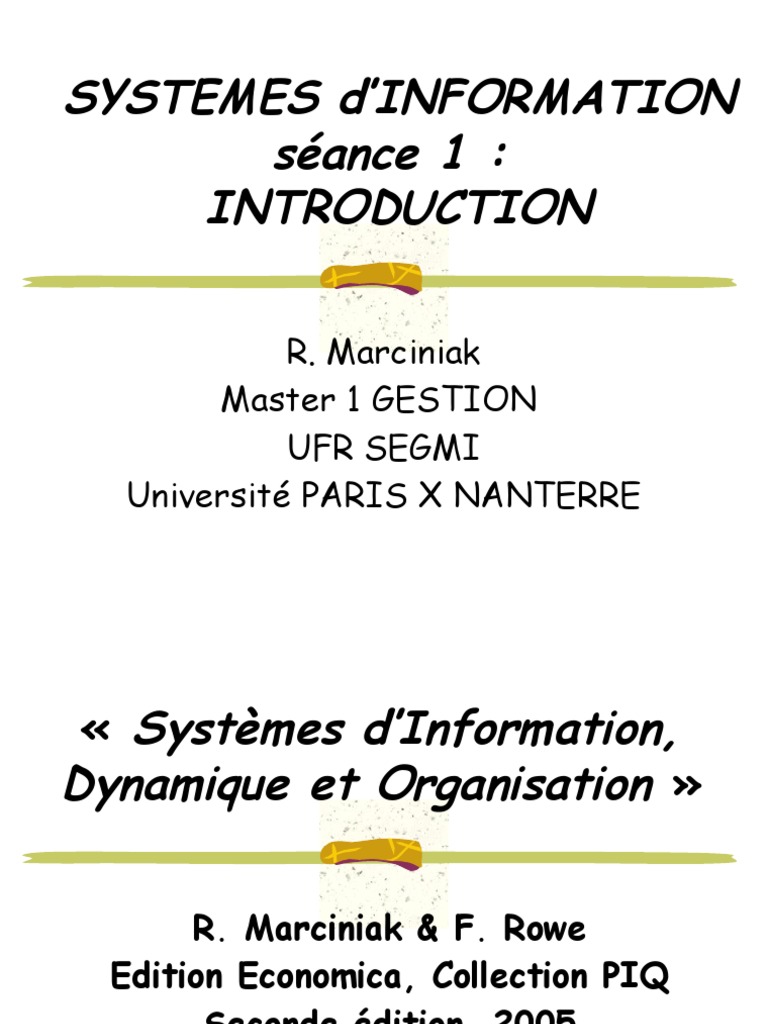 Introduction aux Systèmes d'Information | PDF | Processus d'affaires | Informations