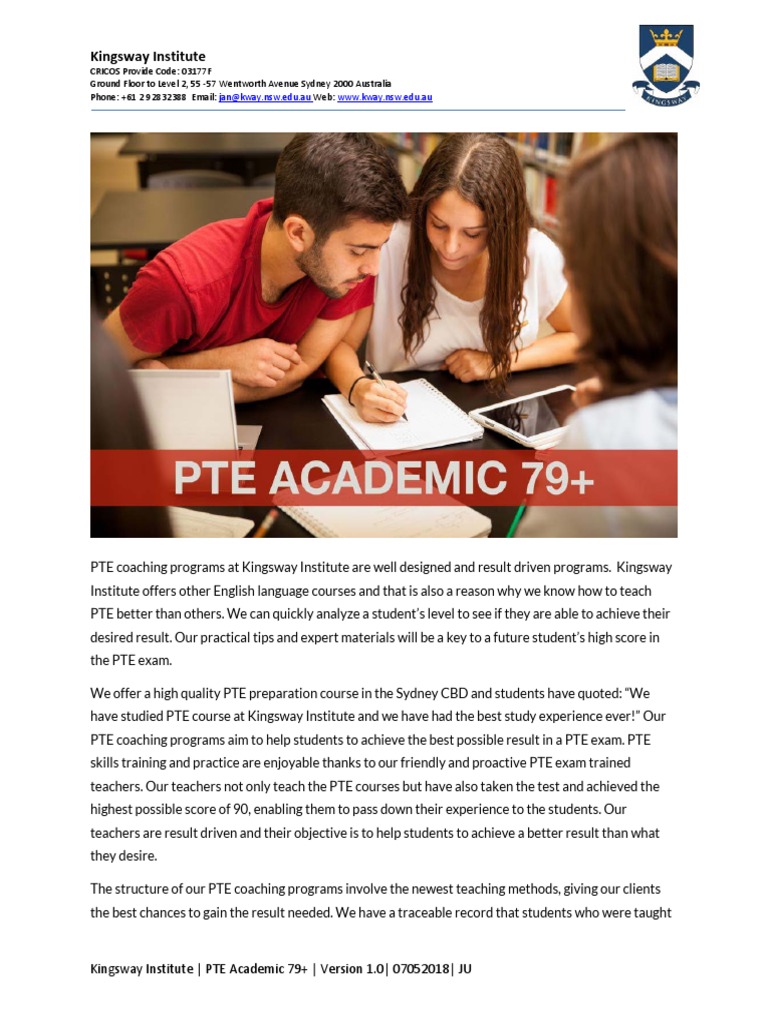 PTE Academic 79+ Version 1.0 07052018 | PDF | Teachers | Communication