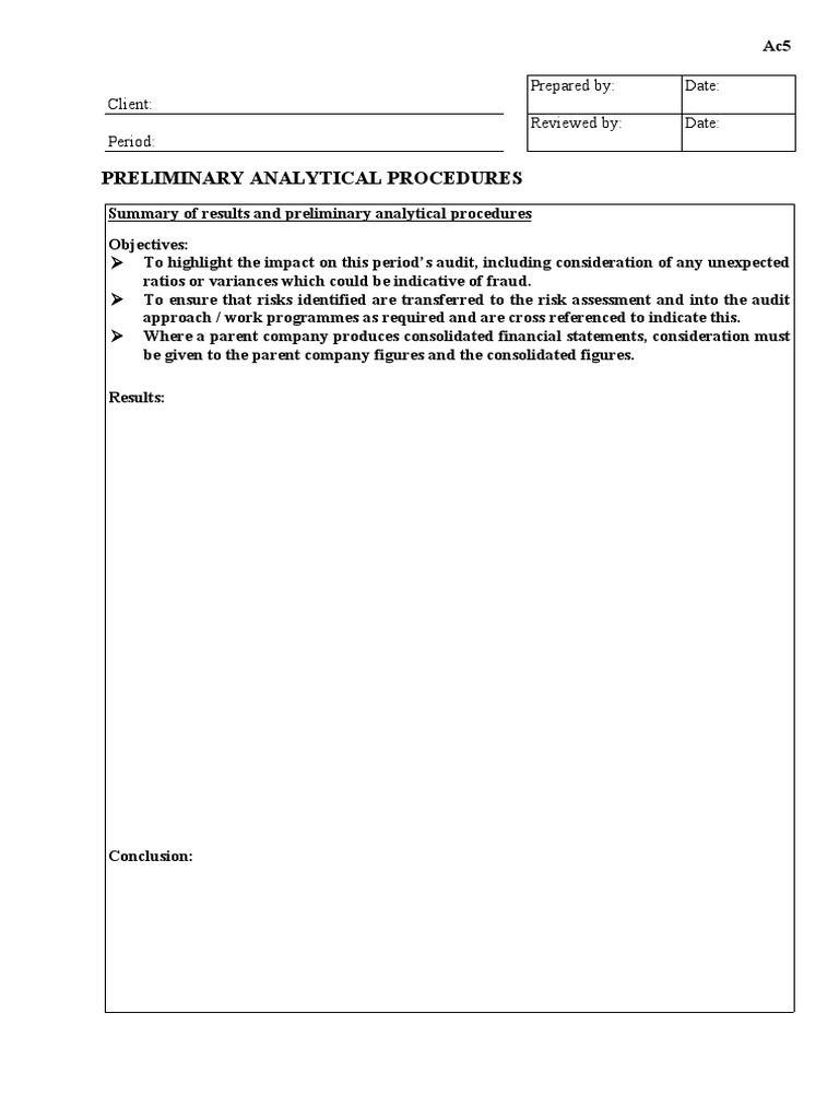 Ac5 Preliminary Analytical Procedures | PDF