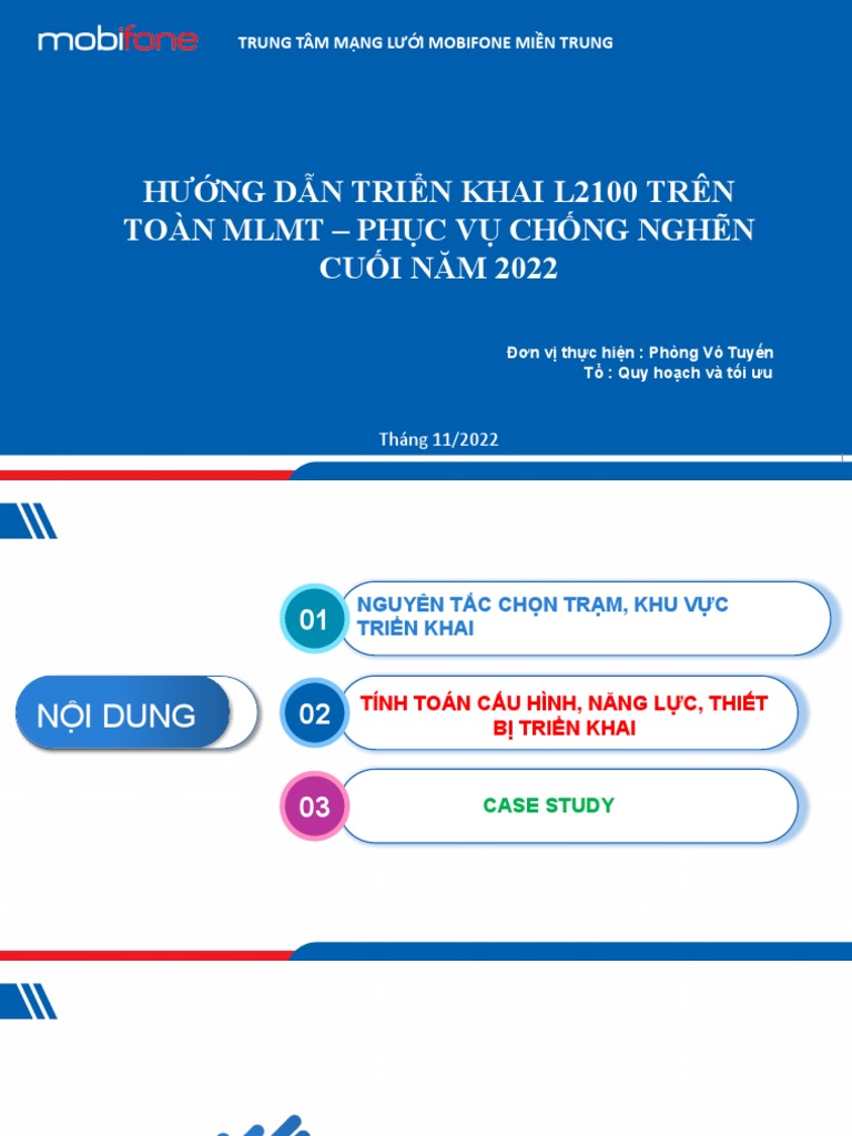 Hướng dẫn công tác triển khai L2100 tại MLMT 2022 - 1670138425 | PDF