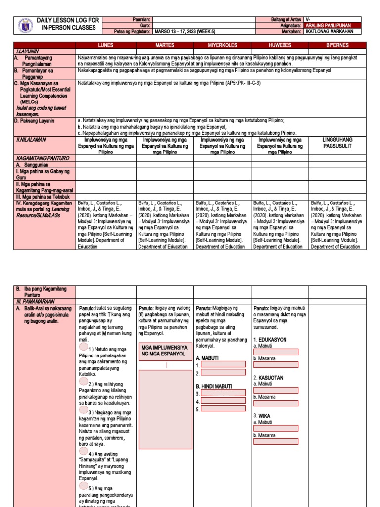 g5 q3w5 DLL AP (Melcs) | PDF