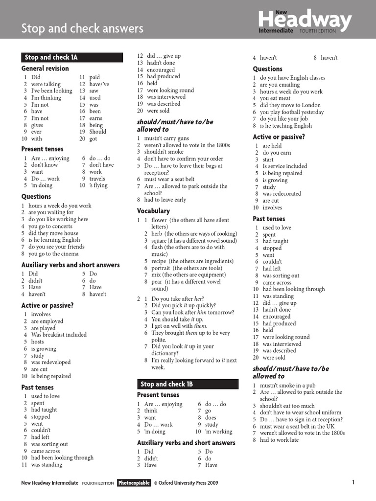 Hwy Int Stopcheck Ans | PDF | Linguistics | Languages Hwy Int Stopcheck Ans | PDF | Linguistics | Languages