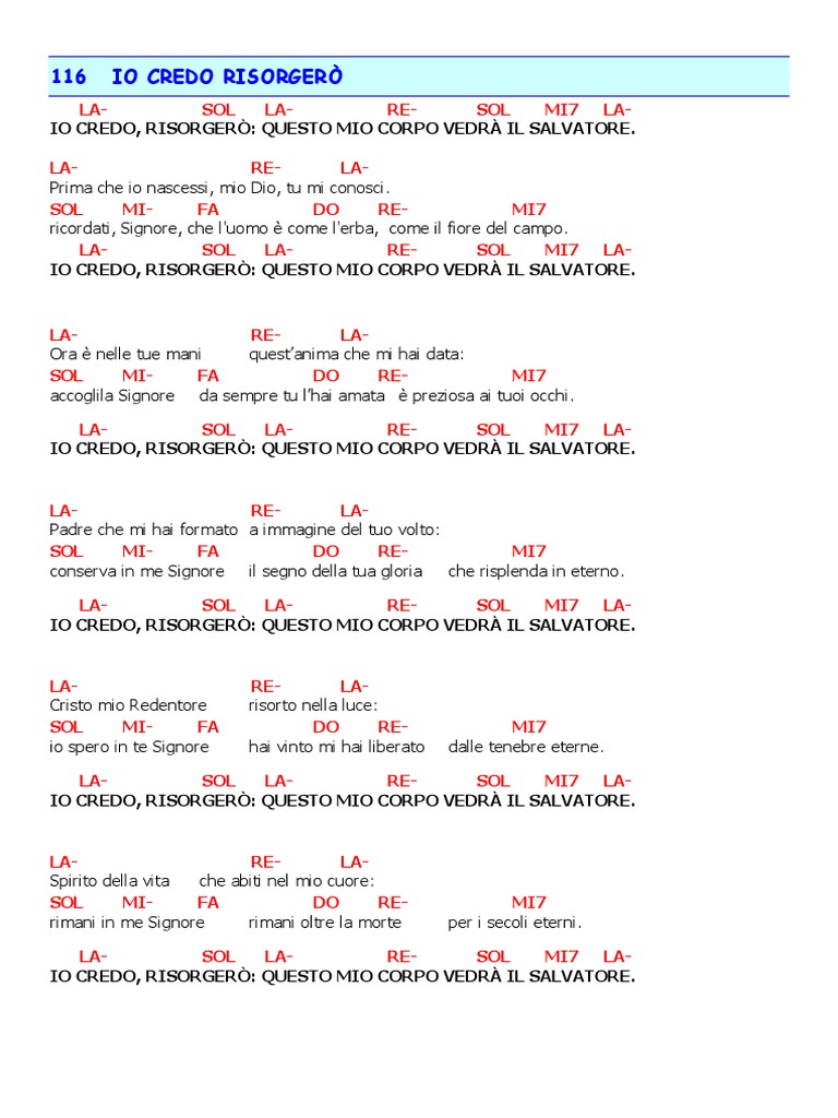 182 Io Credo Risorgero La | PDF