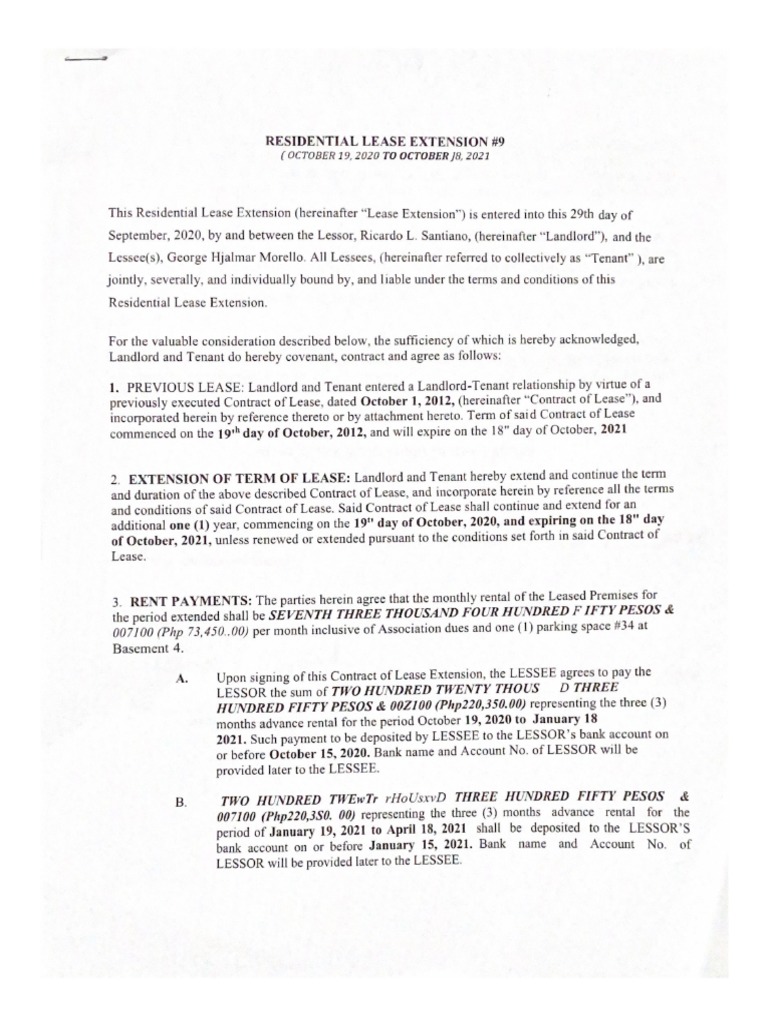 Residential Lease Extension | PDF