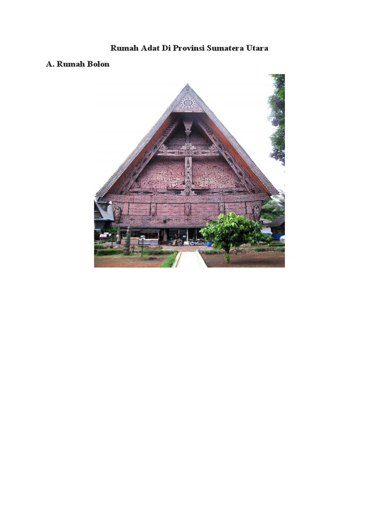 Rumah Adat Sumatera Utara: Jenis dan Ciri | PDF