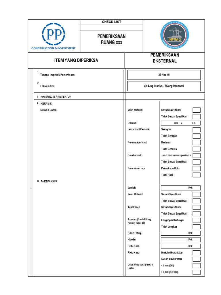 Checklist - Gedung - Ruang Informasi | PDF