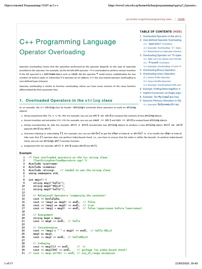 Cpp Operator Overloading A3 Pdf Constructor Object Oriented Programming Programming 