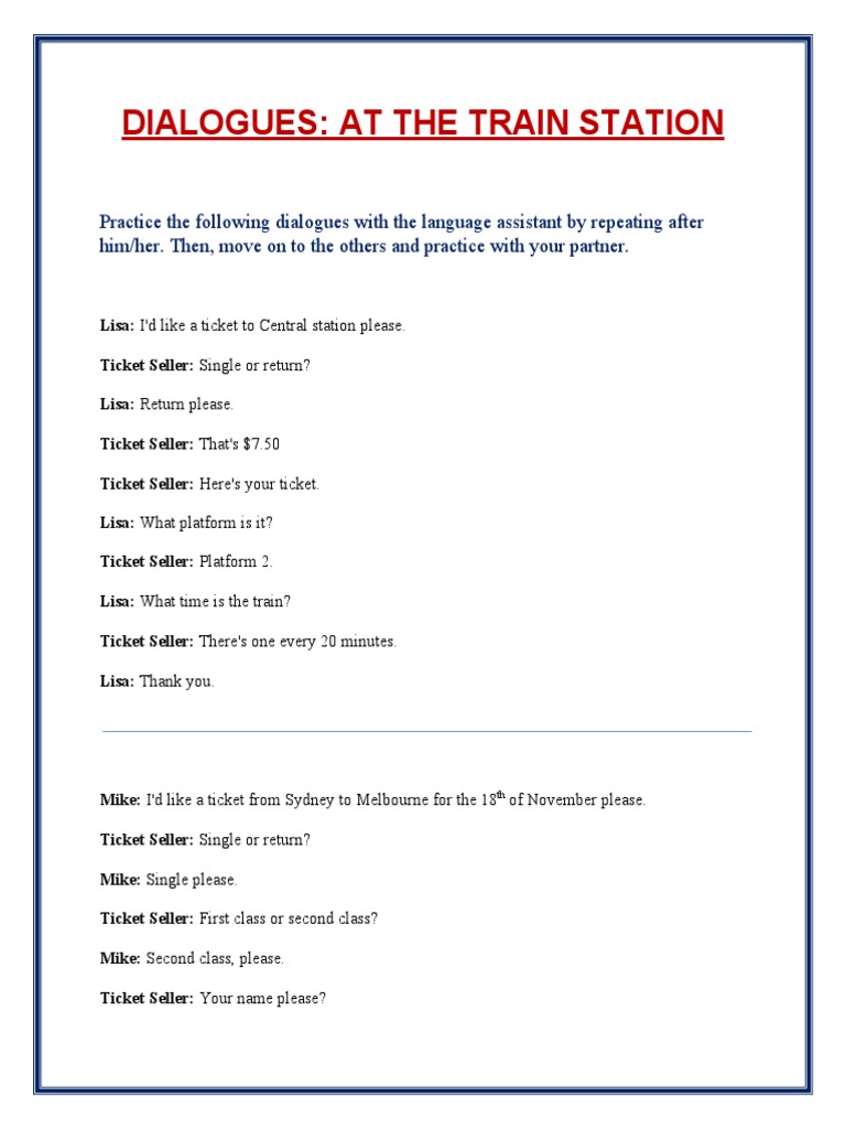 1 Dialogue - at The Train Station | PDF