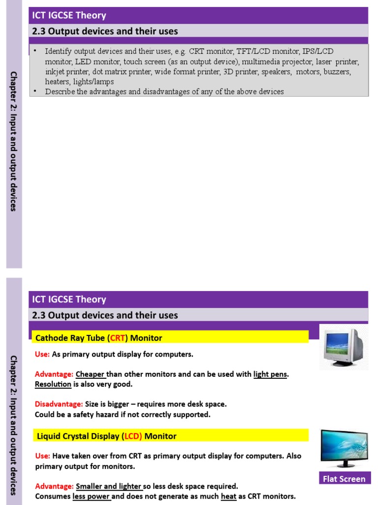 2.3 Output Devices and Their Uses | Download Free PDF | Computer Monitor | Printer (Computing)